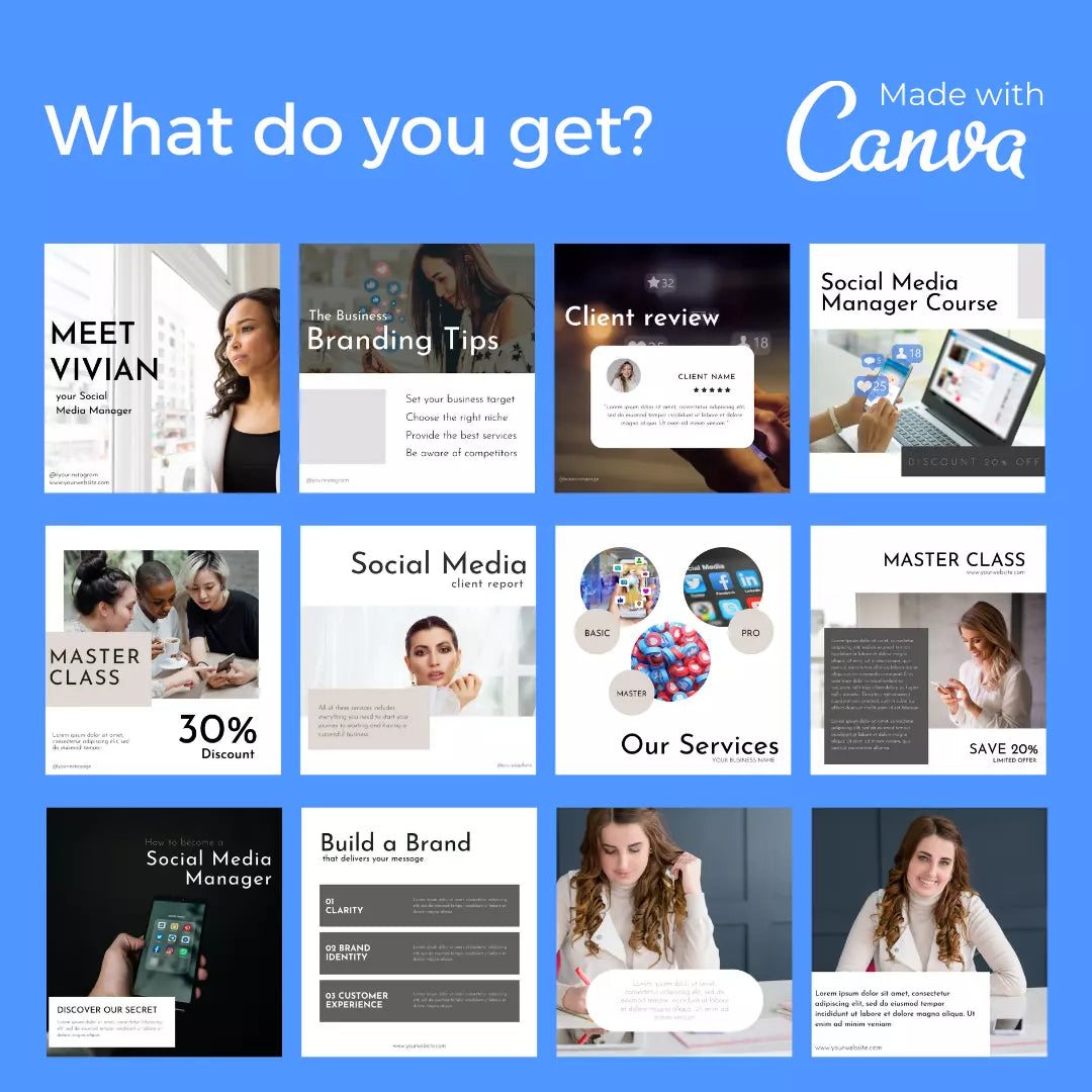 Downloadable Instagram Social Media Manager 50 Template Style #2 ...