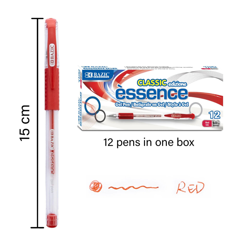 Essence Gel Pen Red w/ Cushion Grip (12/Box) – TheCEO.Store