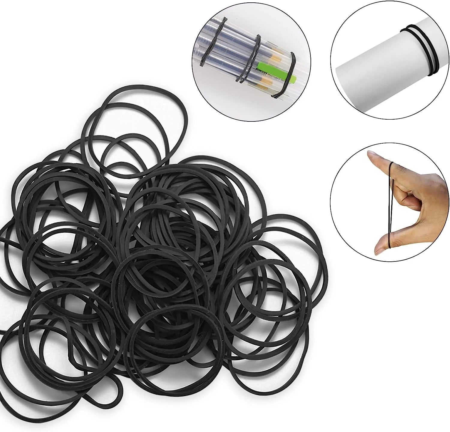 240pc Black Paper Clips, Rubber Band, Binder Clips Stationery Set ...